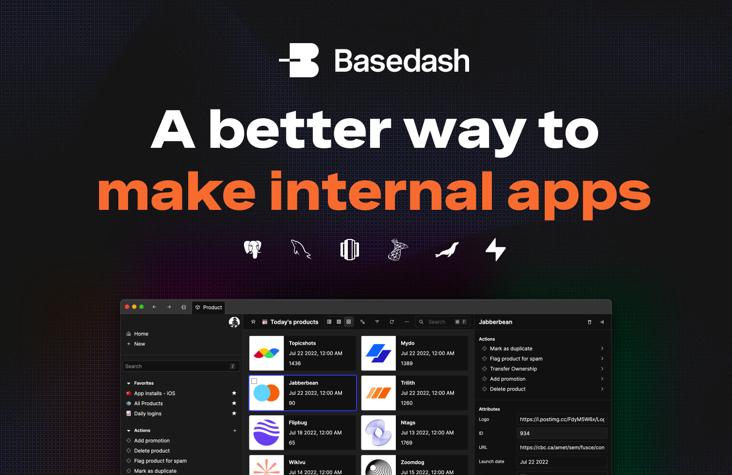 Make internal apps | Internal Tool Builder - Basedash